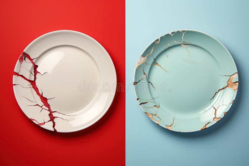 Set of Empty Plates Flat Lay Stock Illustration - Illustration of flat ...