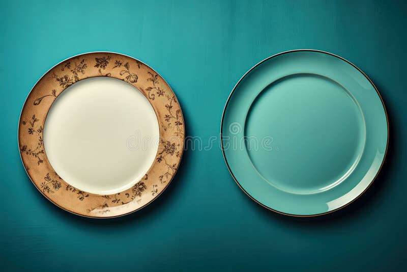 Set of Empty Plates Flat Lay Stock Illustration - Illustration of flat ...