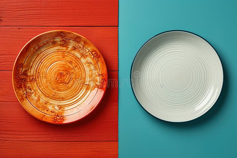 Set of Empty Plates Flat Lay Stock Illustration - Illustration of ...