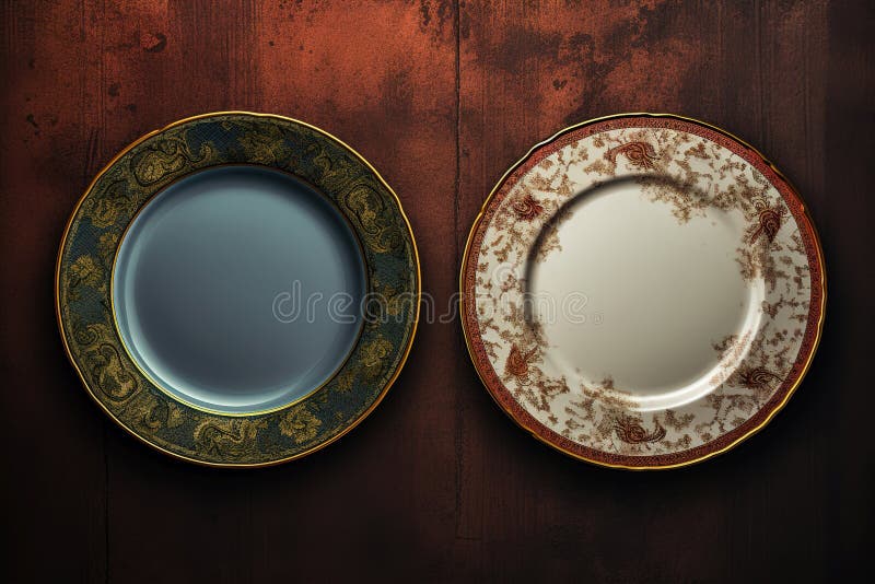 Set of Empty Plates Flat Lay Stock Illustration - Illustration of flat ...