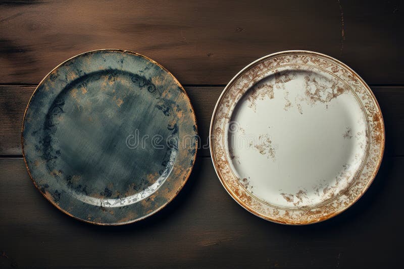 Set of Empty Plates Flat Lay Stock Illustration - Illustration of ...