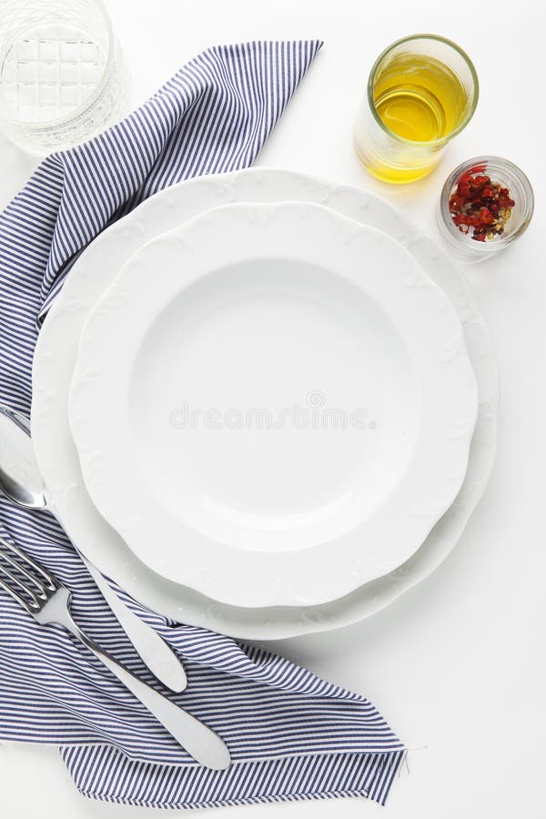 Set of Empty Plates on a White Background Stock Photo - Image of food ...