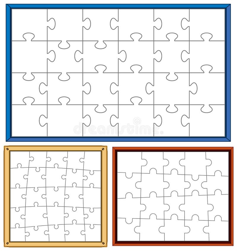 Set of Empty Puzzle with Frame Stock Vector - Illustration of empty ...