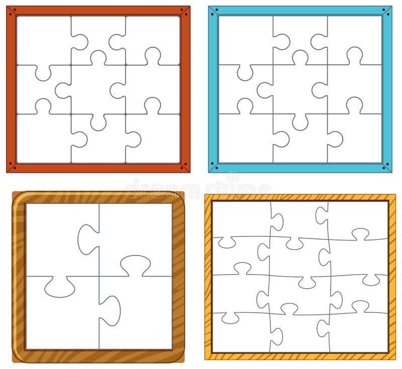 Set of Empty Puzzle with Frame Stock Vector - Illustration of blank ...