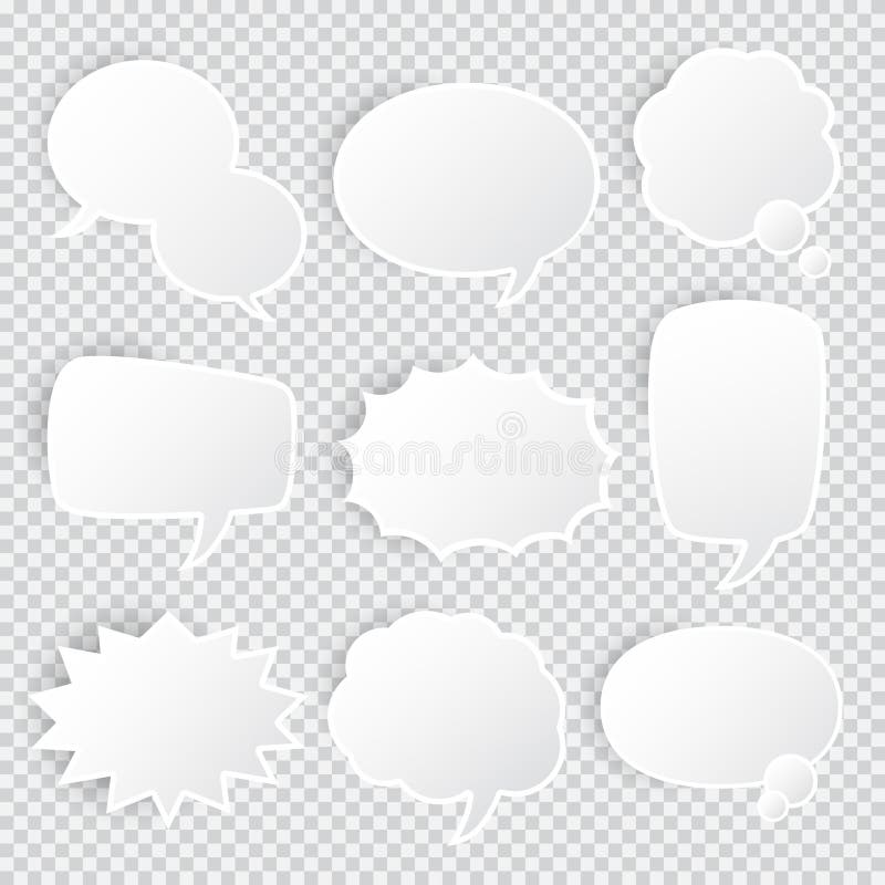Set of Empty Realistic Comic Bubbles Stock Vector - Illustration of ...