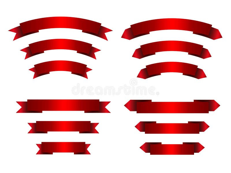 Set of Empty Red Ribbons with Place for Text Stock Vector ...