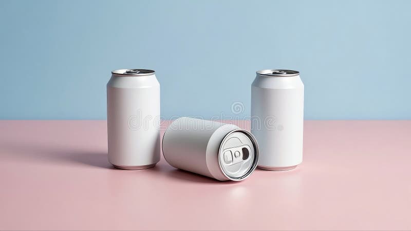 Set of 3 Empty Soda Can Mockups with Different Angles Stock Photo ...