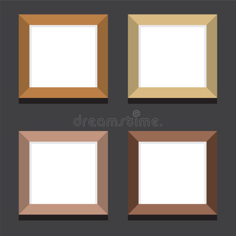 Set of Empty Square Picture Frames on Black Background Stock Vector ...