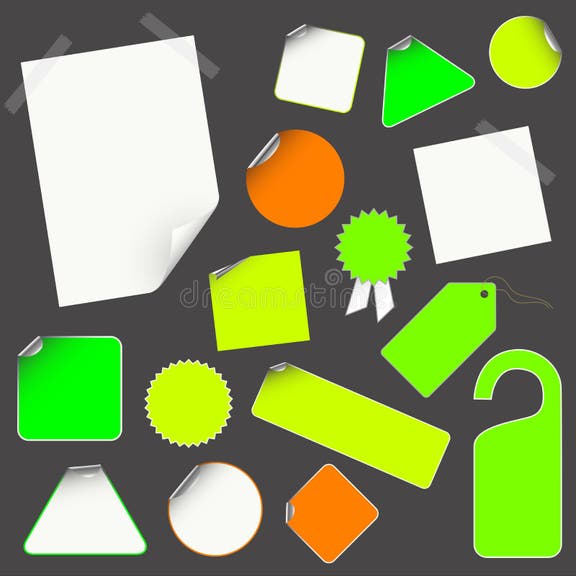 Set of Empty Stickers, Design Elements Stock Vector - Illustration of ...