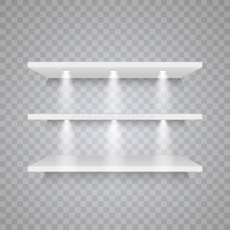 Set of Empty White Shelves Isolated on Transparent Background. Vector ...