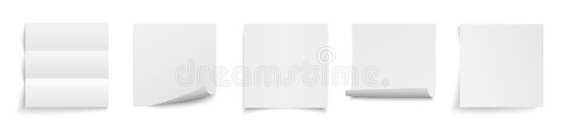 Set Empty White Sticky Paper Sheet, Blank White Paper Opened, Sticky ...