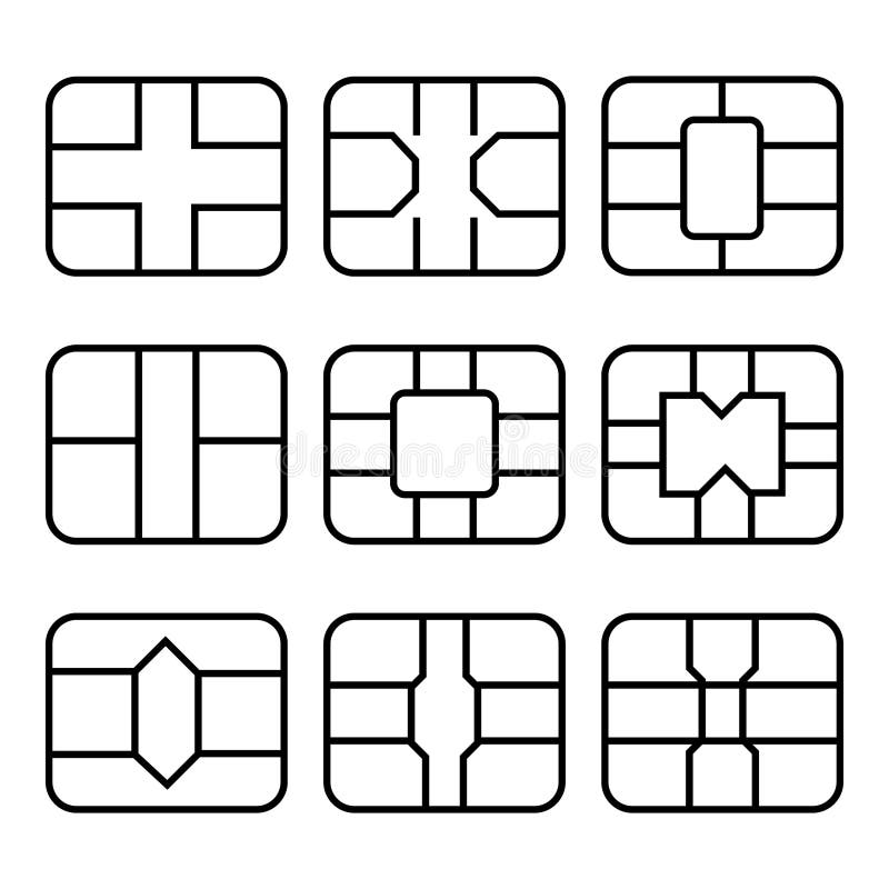 Set of EMV Chip Icon. Digital Chip for Banking Credit Card Stock Vector ...