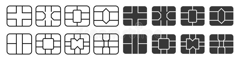 Set of EMV Chip Icon. Digital Chip for Banking Credit Card Stock Vector ...