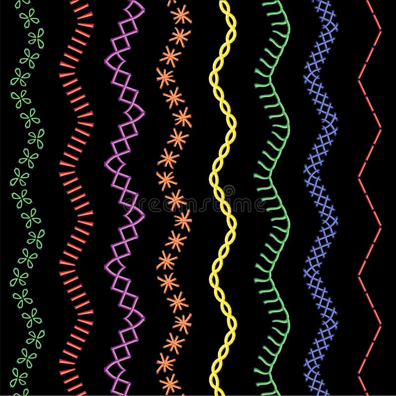 Sewing Stitches Seamless Pattern or Embroidery Texture Vector ...