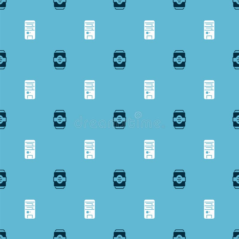 Set Energy Drink and Computer on Seamless Pattern. Vector Stock ...