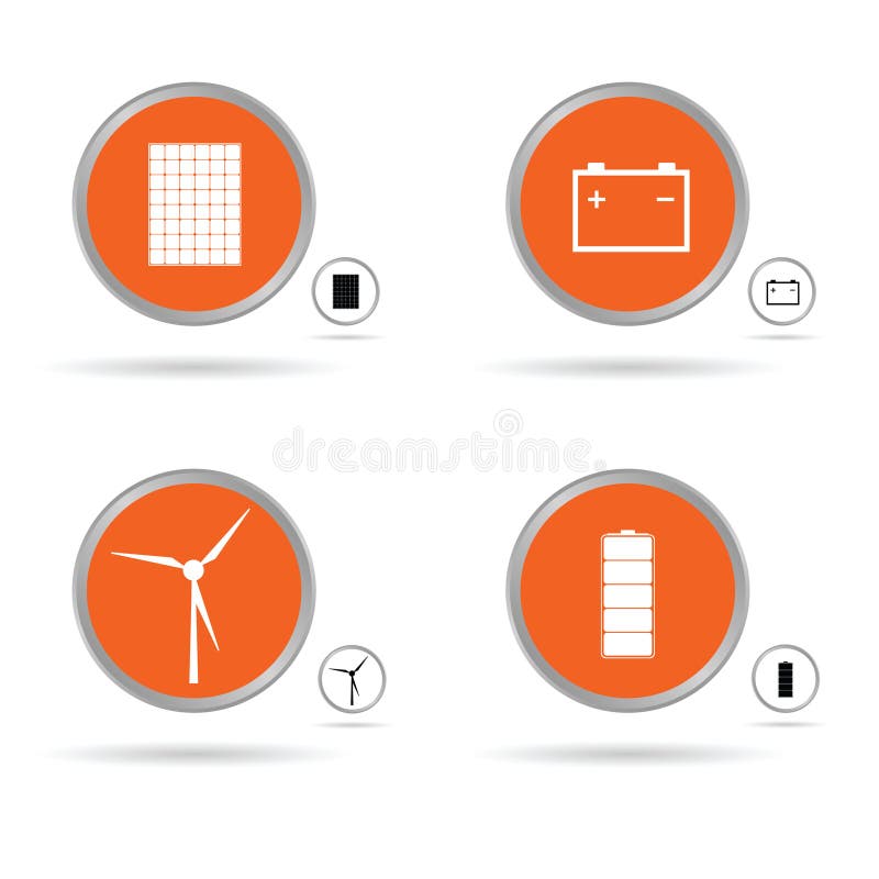 Set Energy Icon in Orange Circle Vector Stock Vector - Illustration of ...
