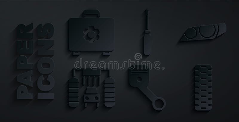 Set Engine Piston, Car Headlight, Wash, Tire Wheel, Screwdriver and ... Set Engine Piston, Car Headlight, Wash, Tire Wheel, Screwdriver and ...
