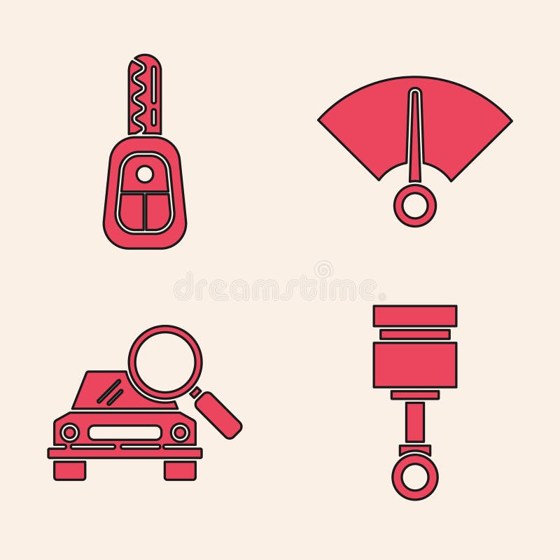 Set Engine Piston, Car Key with Remote, Speedometer and Car Search Icon ... Set Engine Piston, Car Key with Remote, Speedometer and Car Search Icon ...