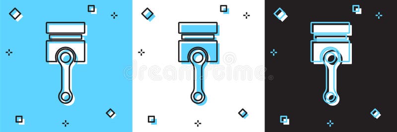 Set Engine Piston Icon Isolated on Blue and White, Black Background ...