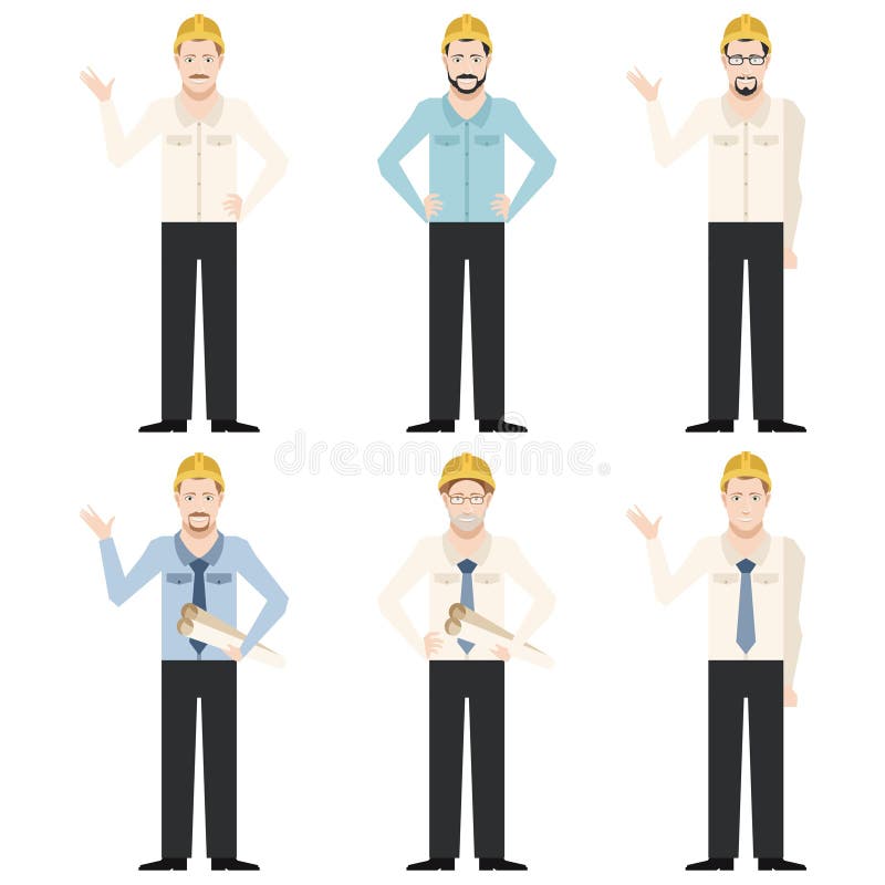 Set of engineer men stock vector. Illustration of business - 72556157