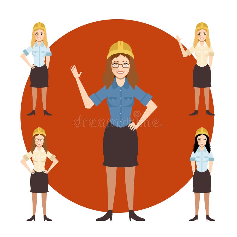 Set of engineer women stock vector. Illustration of engineer - 72306847