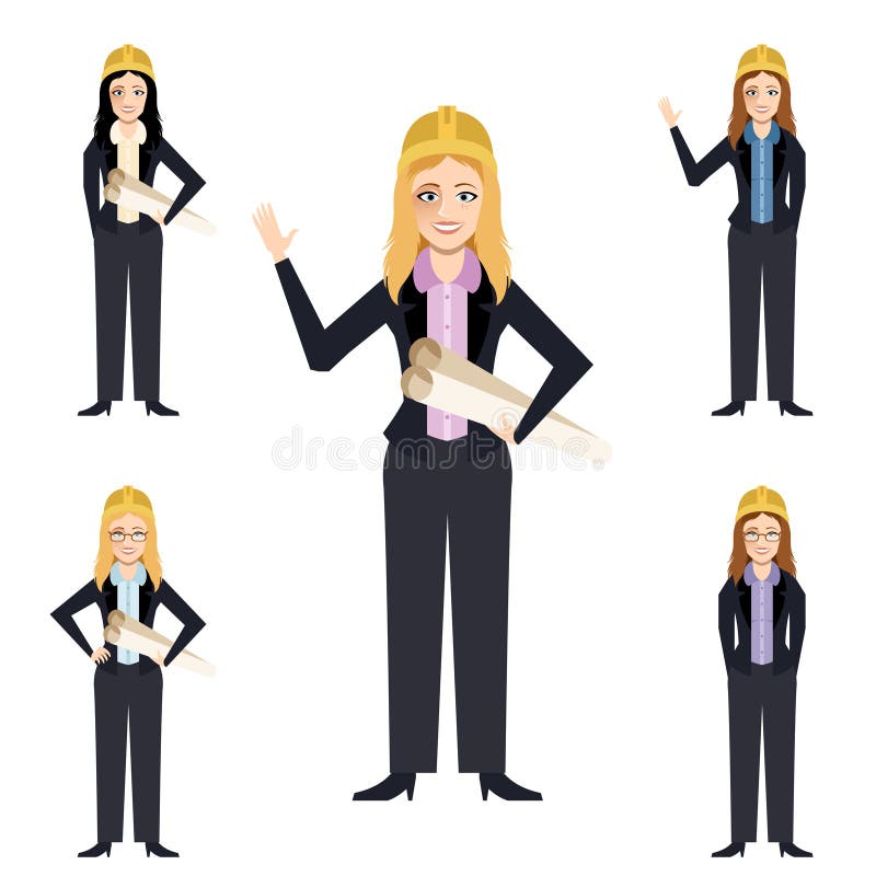 Set of engineer women stock vector. Illustration of contractor - 72309915