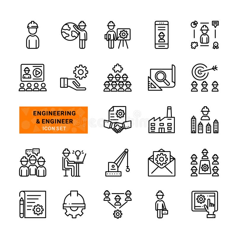 Engineering and Engineer Icon Set Stock Vector - Illustration of ...
