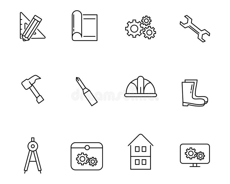 Set of Engineering Tools Vector Illustration Stock Illustration ...