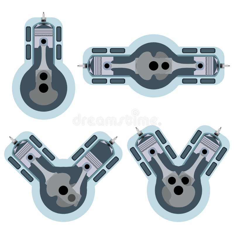 Set of Engines in the Section Stock Vector - Illustration of power ...
