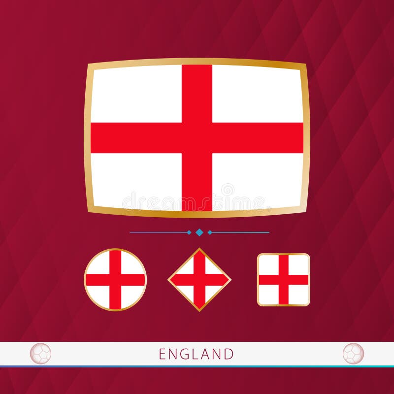Set of England Flags with Gold Frame for Use at Sporting Events on a ...