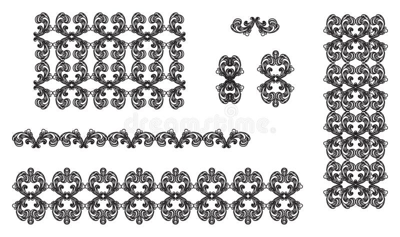 Set of Engraving Vintage Design Elements Vector Illustration Stock ...