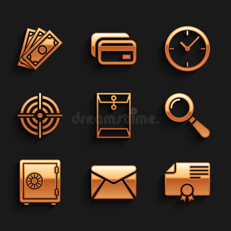 Set Envelope, , Certificate Template, Magnifying Glass, Safe and Target ... Set Envelope, , Certificate Template, Magnifying Glass, Safe and Target ...