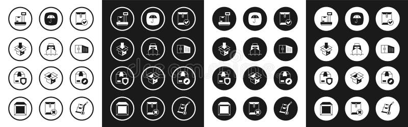 Set Envelope and Check Mark, Cargo Ship with Boxes Delivery, Carton ...