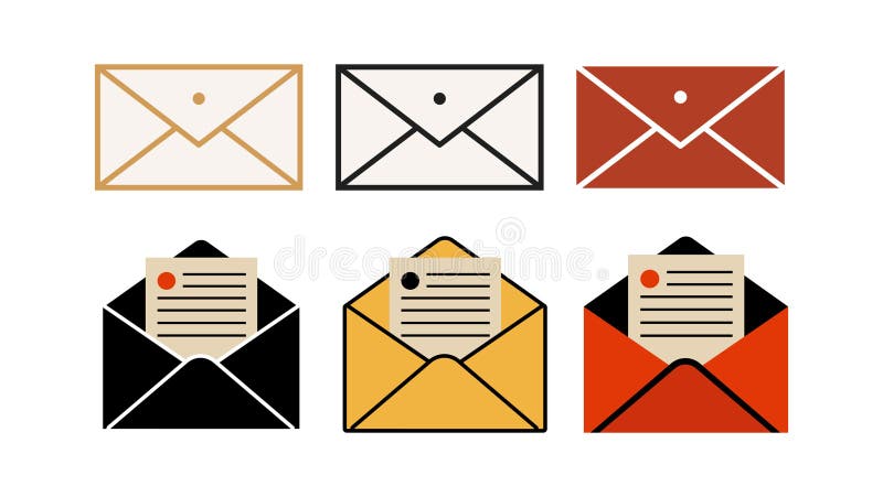 Set of Envelope Design - Multiple Color of Envelope Icons 2 Stock ...