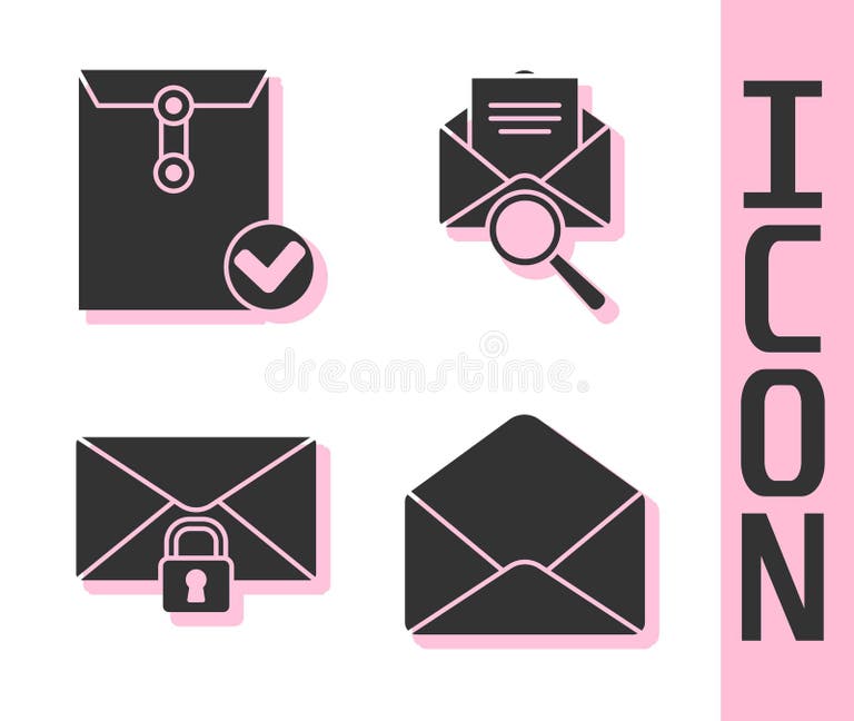 Set Envelope, Envelope and Check Mark, Mail Message Lock Password and ...