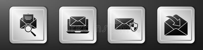 Set Envelope with Magnifying Glass, Laptop with Envelope, Envelope with ... Set Envelope with Magnifying Glass, Laptop with Envelope, Envelope with ...