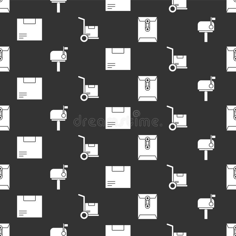 Set Envelope, Mail Box, Carton Cardboard Box and Hand Truck and Boxes ...