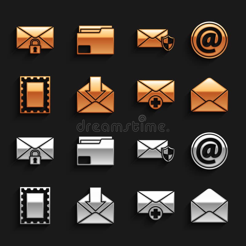 Set Envelope, Mail and E-mail, Received Message Concept, Postal Stamp ...