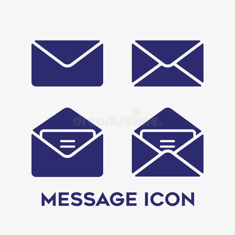 Message Open and Closed Envelope Icon Set on White Background Stock ...