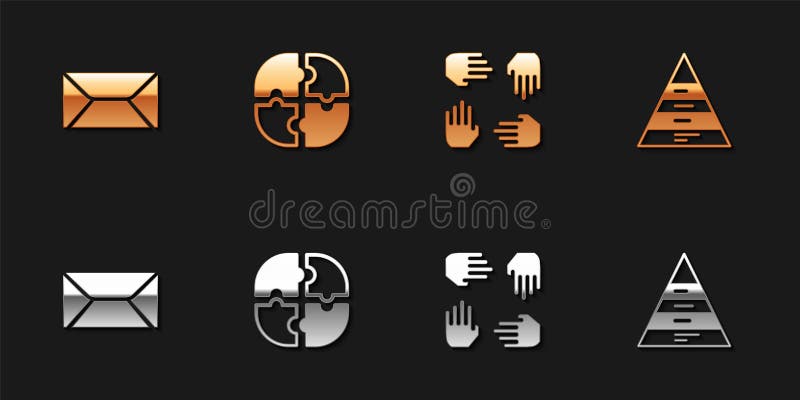 Set Envelope, Piece of Puzzle, Project Team Base and Pyramid Chart ...