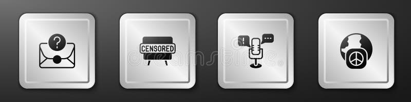 Set Envelope with Question Mark, Censored Stamp, Freedom of Speech and ...