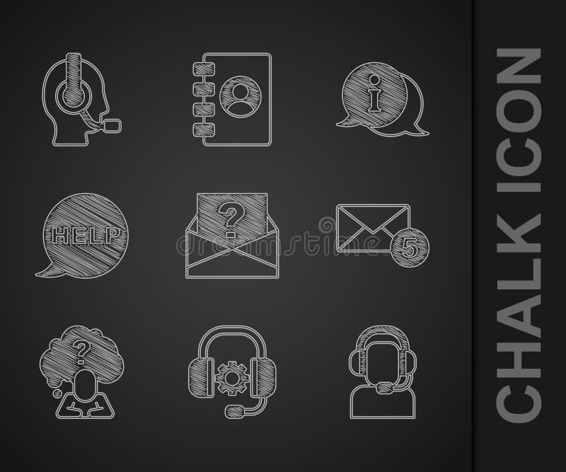 Set Envelope with Question Mark, Headphones, Man Headset, New, Email ...