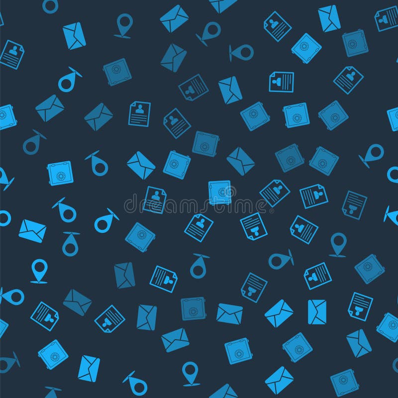 Set Envelope, Resume, Safe and Map Pin on Seamless Pattern. Vector ...