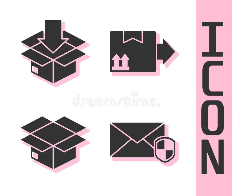 Set Envelope with Shield, Cardboard Box with Traffic Symbol, Carton ...