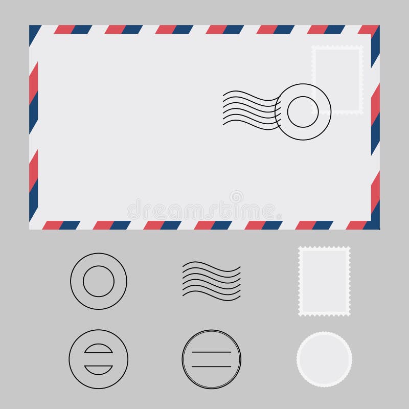 Set of Envelope, Stamp, Postmark and Water Mark Stock Vector ...