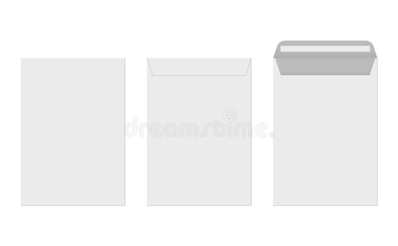 Set of Envelope Templates. Collection of Blank White Envelopes in ...