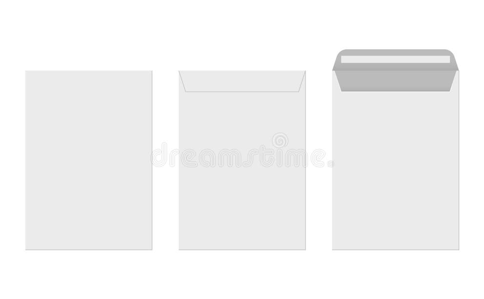 Set of Envelope Templates. Collection of Blank White Envelopes in ...