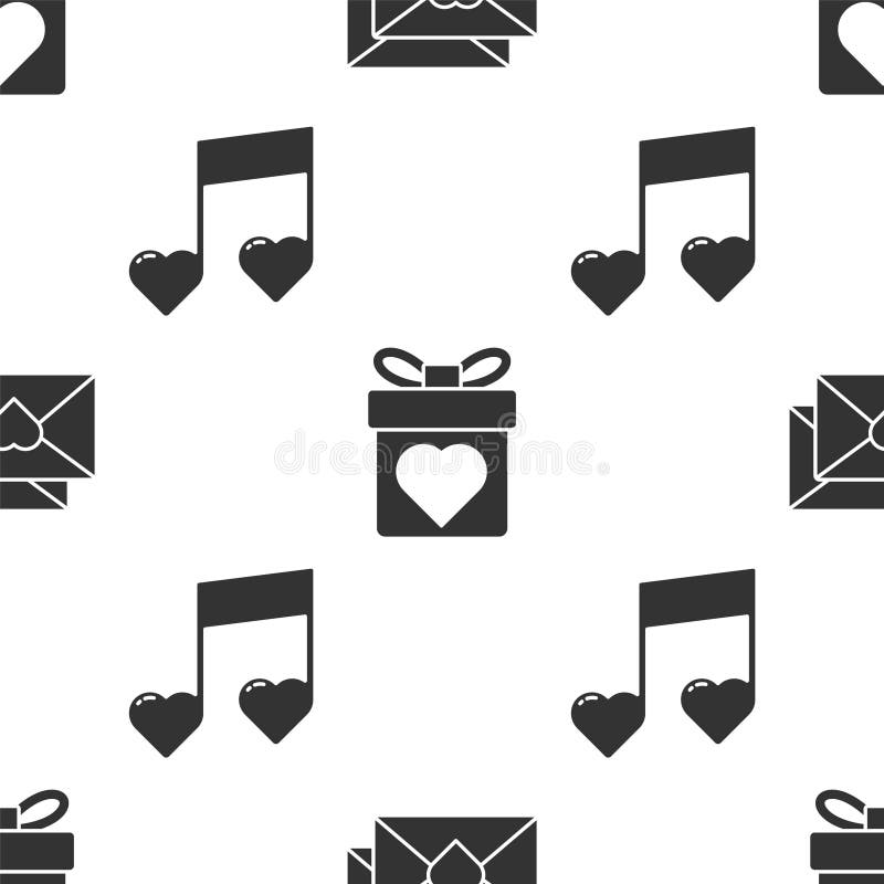 Set Envelope with Valentine Heart, Gift Box with Heart and Music Note ...
