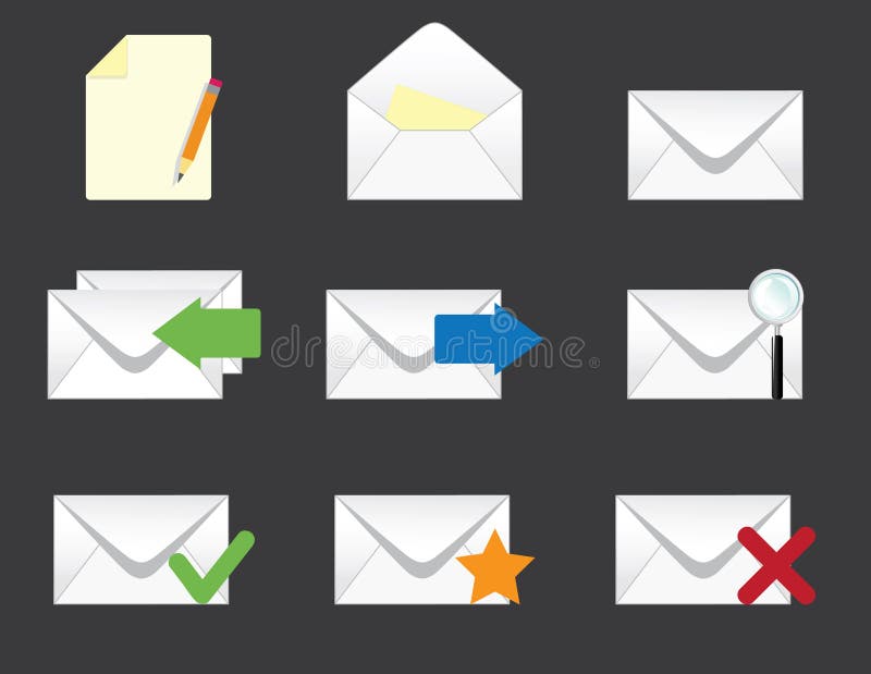 Set of envelopes icons stock vector. Illustration of newsletter - 23968541