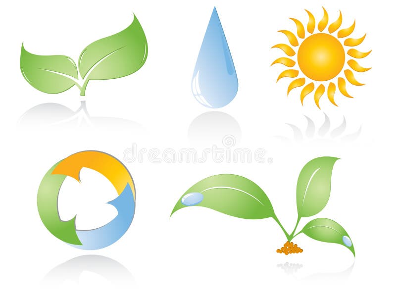Set Of 6 Environmental Icons And Design Elements Stock Vector ...